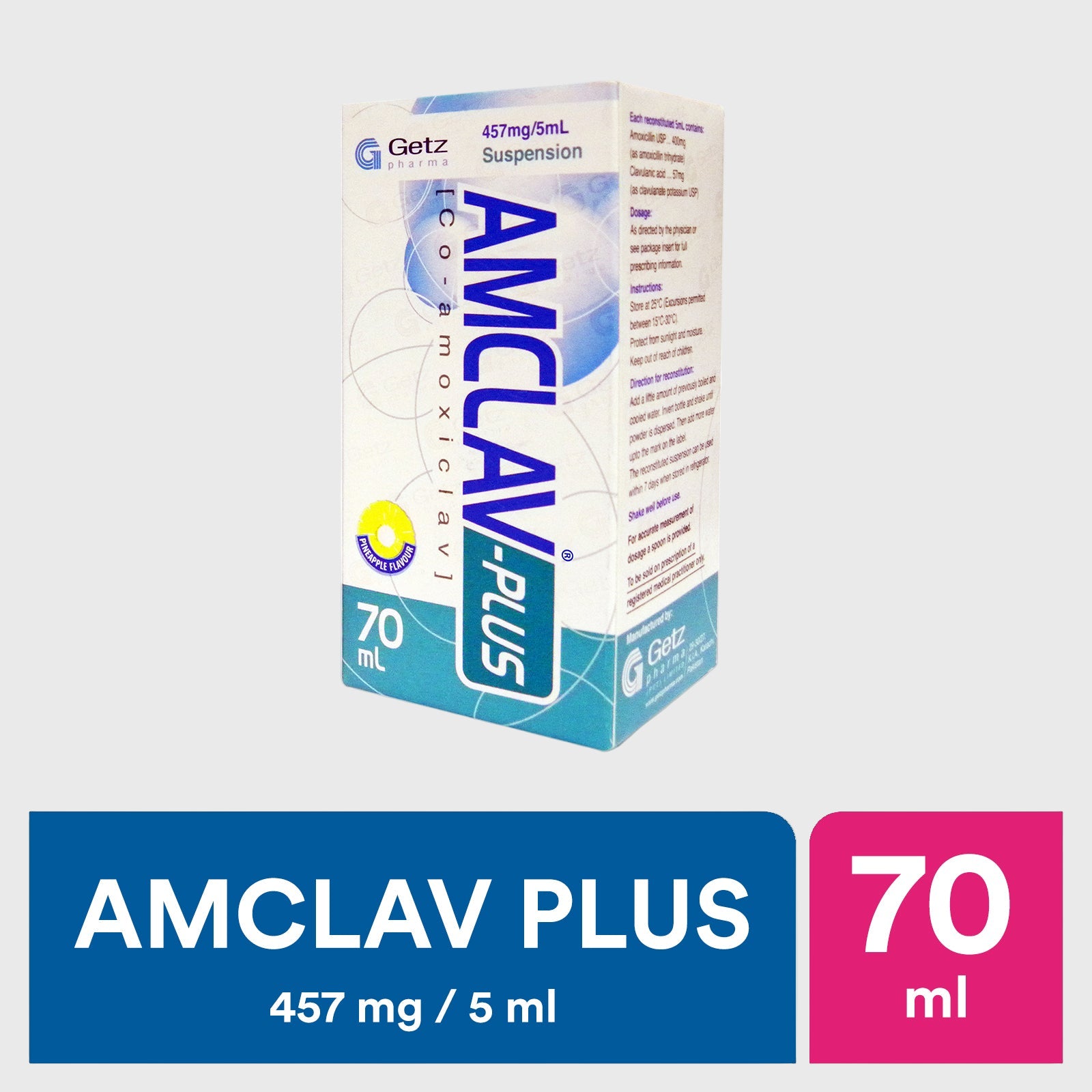 Amclav Plus 457mg/5ml Syrup – Co-Amoxiclav Antibiotic| Oxygen Pharmacy